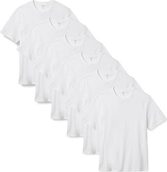 Amazon Essentials T-Shirt Ras-Du-Cou &agrave; Manches Courtes, Coupe Standard Homme, Lot de 6, Blanc, M
