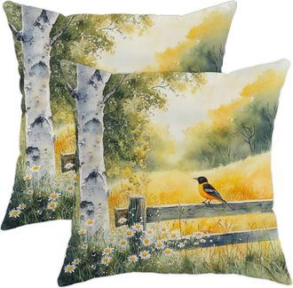 Generic Herbstpirolvogel Sofakissenbezug Weich Kissenh&uuml;llen Quadratische Dekokissenbezug F&uuml;r Bett Heimdekoration Hotel 45X45Cm 2Er Set