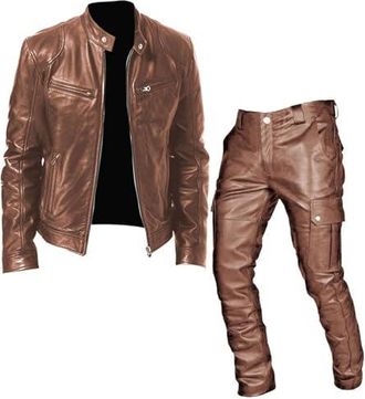 Generic Veste de moto 2025 en cuir synthétique pour homme, revers de moto asymétrique, fermeture éclair, coupe ajustée, manteau de motard automne-hiver, veste