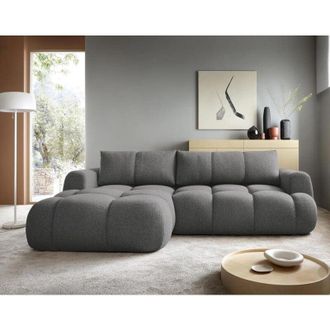Best Mobilier Bestmobilier - Yulin - canap&eacute; dangle gauche 4 places convertible avec coffre en tissu bouclette