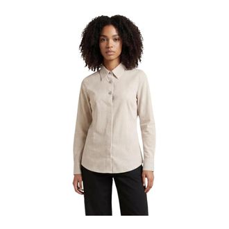 Jacqueline de Yong Lang&auml;rmeliges- gekn&ouml;pftes Hemd mit klassischem Kragen - - Blouses & Shirts - Damen - Beige - S