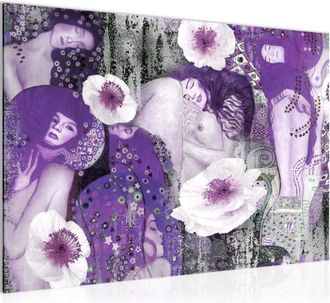 Runa Art Bild Collage Gustav Klimt Modern Wandbilder Wohnzimmer Schlafzimmer 1 Teilig - Made In Germany - Frau Violett Flur 018515c