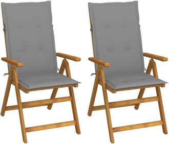 vidaXL Vidaxl - Chaises inclinables de jardin lot de 2 et coussins Bois acacia