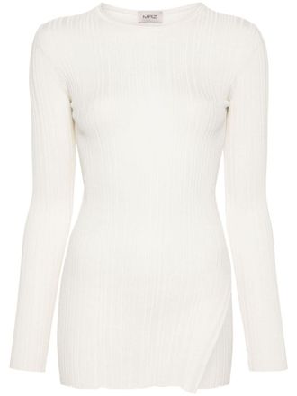 MRZ pull en maille nervurée - Blanc