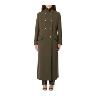 Giorgio Armani Femme, Manteaux, Vert, Taille: 38 FR &Eacute;l&eacute;gant manteau crois&eacute; avec col montant et pleine longueur