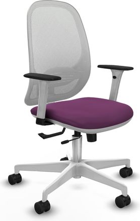 Piqueras y Crespo Lilafarbener Schreibtischstuhl mit 1D-Armen, h&ouml;henverstellbare Lendenwirbelst&uuml;tze, ausgestattet mit Syncro/Traslack und Schneideschaum, Wei&szlig;/Violett
