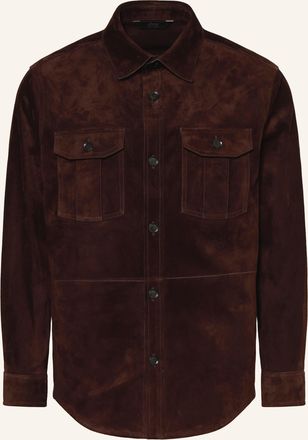 Brioni Leder-Overjacket Vagabond braun
