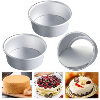 Egen Round Cake Tin Mould, Removable Base Baking Moulds, Aluminum Alloy Non-Stick Baking Mould Set (6Inch-3Pcs)