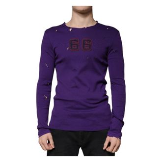 Dolce & Gabbana Lila Baumwolle Rundhalsausschnitt Pullover - - Knitwear - Herren - Lila - L
