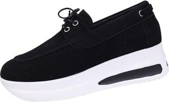 Generic Baskets d&eacute;contract&eacute;es &agrave; lacets pour femme - Couleur unie - Classique - Tendance - Talon compens&eacute; - L&eacute;g&egrave;res et confortables - Chaussures de course &agrave; pi