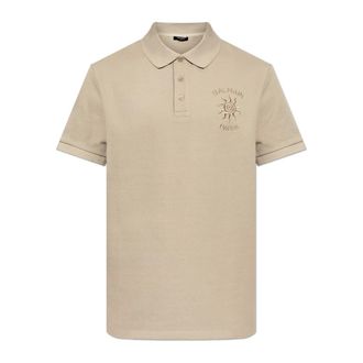 Balmain Homme, Tops, Beige, Taille: XL Polo Avec Logo Brod&eacute;