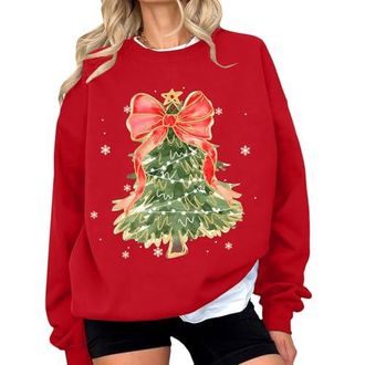 Generic Pull de No&euml;l pour femme - Grande taille - Haut &agrave; manches longues - Coupe ample - Doux et confortable - Chaud - Pour femme - Pull amusant pour f&ecirc;te de 