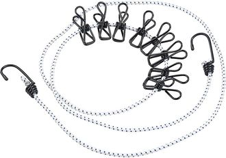 Pearl Campingwäscheleine: Flexible Wäscheleine mit 8 beschichteten Klammern, 170-210 cm (Reise-Wäscheleine mit Klammern, Outdoor, Wäscheklammern)