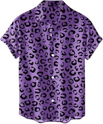 Generic Chemise hawa&iuml;enne &agrave; manches courtes pour homme - Chemise tropicale amusante - Grande taille - Cara&iuml;bes - Revers floral - Motif hawa&iuml;en - Palmier - Cro