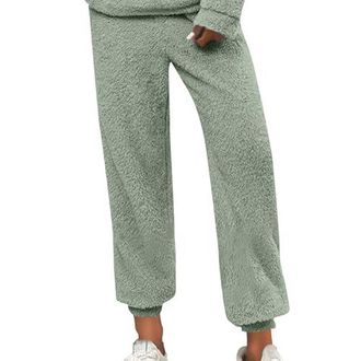 Generic Pantalon dhiver pour femmes en peluche mignonne : pantalon de pyjama pour femmes long et moelleux pantalon en peluche chaud pantalon de jogging polair