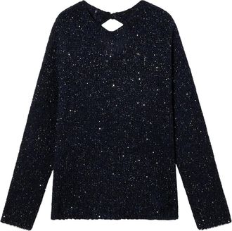 Oltre Femme, Pulls, Bleu, Taille: 38/40 FR Pull en mohair m&eacute;lang&eacute; avec micro-sequins