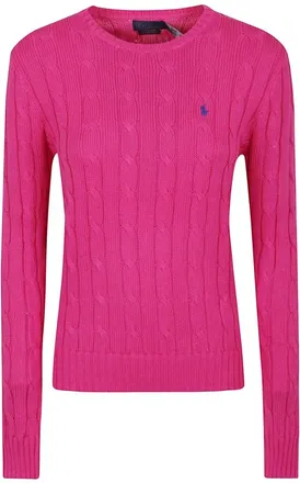 Polo Ralph Lauren Femme, Pulls, Rose, Taille: 40 FR Pull en maille torsad&eacute;e avec poney perl&eacute;
