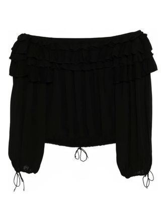 Cynthia Rowley blouse &agrave; volants - Noir