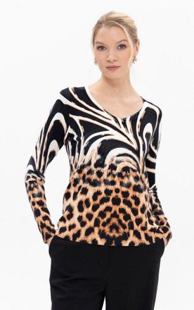 Passioni Strickpullover im Animalprint-Mix