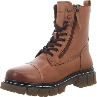 s.Oliver Damen Stiefeletten ohne Absatz aus Leder Plateau, Braun (Cognac), 38 EU