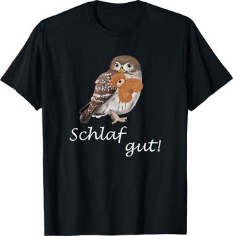 jz.birds Eule mit Bär Vogel Zeichnung Schlafanzug Nachthemd Steinkauz T-Shirt