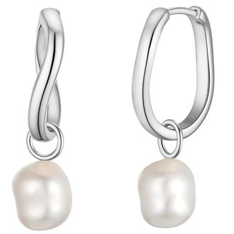 Glanzst&uuml;cke M&uuml;nchen Ohrringe - Sterling Silber Perlen-Creolen S&uuml;&szlig;wasser-Zuchtperl - Gr. unisize - in Wei&szlig; - f&uuml;r Damen