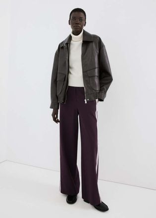 Mango Pantalon combin&eacute; rayures lie de vin - Femme - XXS - MANGO