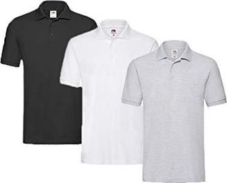 Fruit Of The Loom Lot de 3 polos pour homme, Multicolore (blanc/noir/chiné 30/36/94), XXXXL