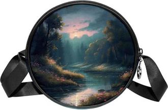 Generic Petit sac &agrave; bandouli&egrave;re Circle pour femme, petit sac &agrave; bandouli&egrave;re avec fermeture &eacute;clair, bretelles r&eacute;glables, sac &agrave; main rond d&eacute;contract&eacute; pour femmes
