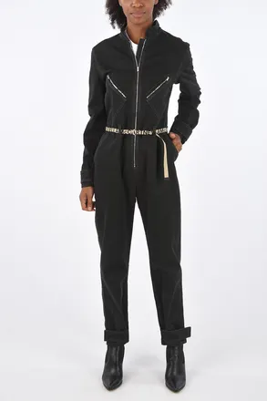 Stella McCartney Denim Jumpsuit with 4 Pockets and Logo Belt Stella McCartney