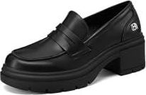 Queen Helena Mocassins à talons larges français décontractés élégants pour femme X33-80, Noir, 40 EU