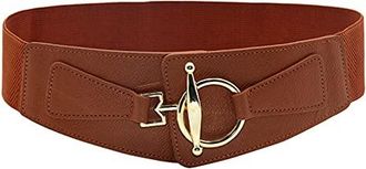 QUINTRA Mode Large Ceinture Extensible Femmes Bande Taille Boucle Ceinture Sauvage &Eacute;lastique Ceinture V&ecirc;tements &Eacute;charpe Vieux Rose Femmes, marron, taille uniq