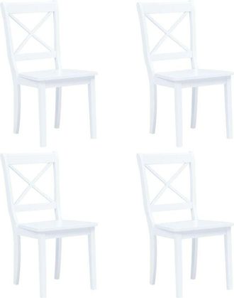 vidaXL Vidaxl - Chaises &agrave; manger lot de 4 blanc bois dh&eacute;v&eacute;a massif