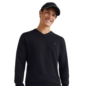 Tommy Hilfiger Herren Pullover V-Neck Regular Fit, Schwarz (Black), 3XL