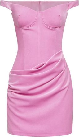 Alex Perry Femme, Robes, Rose, Taille: 40 FR Mini robe drap&eacute;e en velours &agrave; &eacute;paules d&eacute;nud&eacute;es