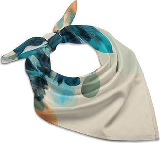 Generic Foulard carré en soie avec plumes daquarelle - Écharpe légère pour cheveux - Respirant - Cadeau pour femme et homme, multicolore, 46x46cm