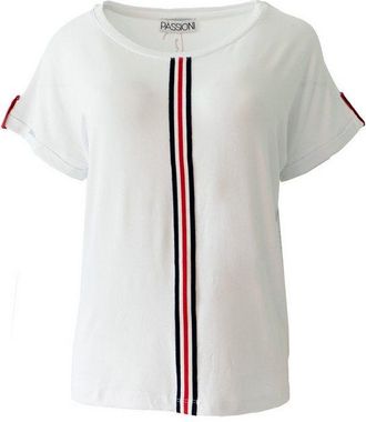 Passioni T-Shirt mit vertikalem Streifen und Schriftzug auf dem R&uuml;cken Wei&szlig;