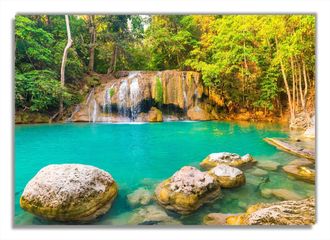 Wallario selbstklebendes Poster - Paradiesischer Wasserfall, Aufkleber in Premiumqualit&auml;t, Klebefolie Gr&ouml;&szlig;e: 70 x 100 cm (Riesenposter)