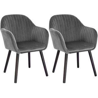 Woltu Woltu - Lot de 2 Chaises de Salle &agrave; Manger Assise en Velours, Chaise pour Cuisine/Salon/Caf&eacute;, Gris Fonc&eacute;
