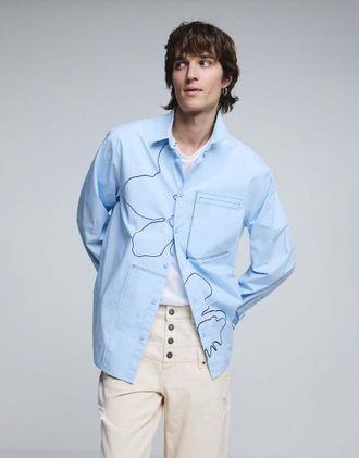 Desigual Chemise &agrave; surpiq&ucirc;res brod&eacute;es - Bleu