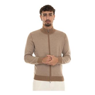 Gran Sasso Merinowolle Zip-Cardigan mit Kontrastdetails - - Knitwear - Herren - Braun - 2XL