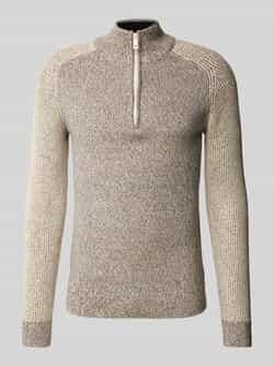 Tom Tailor Regular Fit Troyer aus reiner Baumwolle mit Rippstrick-&Auml;rmeln