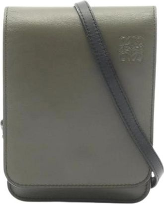Loewe Sac bandouli&egrave;re en cuir Pre-owned Gusset Flat Crossbody - Homme - Pre-owned - Vert - Taille: ONE Size