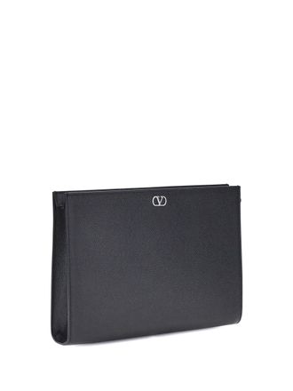 Valentino Garavani Mens Pouch | Vlogo Signature Vit.soft Grain Nero Wallet