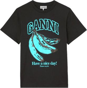 Ganni Femme, Tops, Noir, Taille: 38 FR T-shirt &agrave; imprim&eacute; graphique