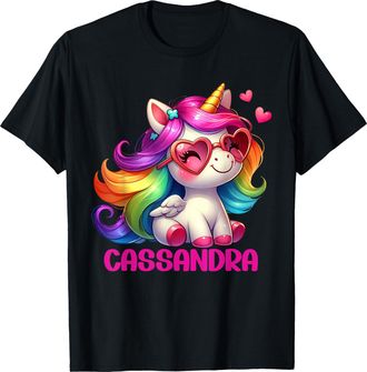 BDAZ Cassandra Personalisierter Name Buntes Einhorn Frauen M&auml;dchen T-Shirt
