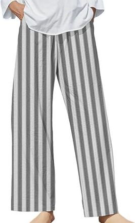 Generic Pantalon L&eacute;ger Femme Ample Fluide en Lin Womens Non Pocket Cotton Linen Casual Pants Pantalon Taille Haute Femme Ample (Grey XXL)