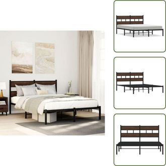 vidaXL Bettgestell ohne Matratze mit Kopfteil Braun Eiche 140x190 cm - Bettgestell - Bettgestelle - Bettrahmen - Bett
