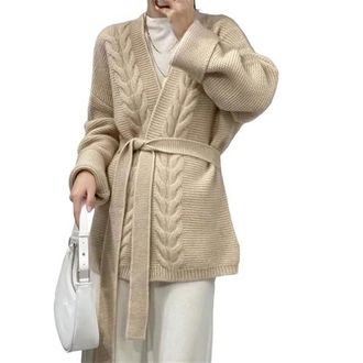 Generic Cardigan dhiver 100 % cachemire pour femme, Beige, M