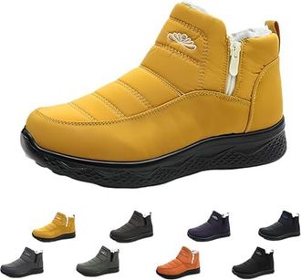 Generic Dritnow Chaussures de neige chaudes pour femme Doublure chaude Confortable Chaussures dhiver imperméables et antidérapantes, jaune, 44 EU